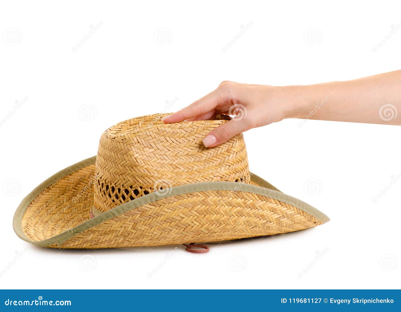 Straw hat in hand stock image. Image of spring, summer - 119681127