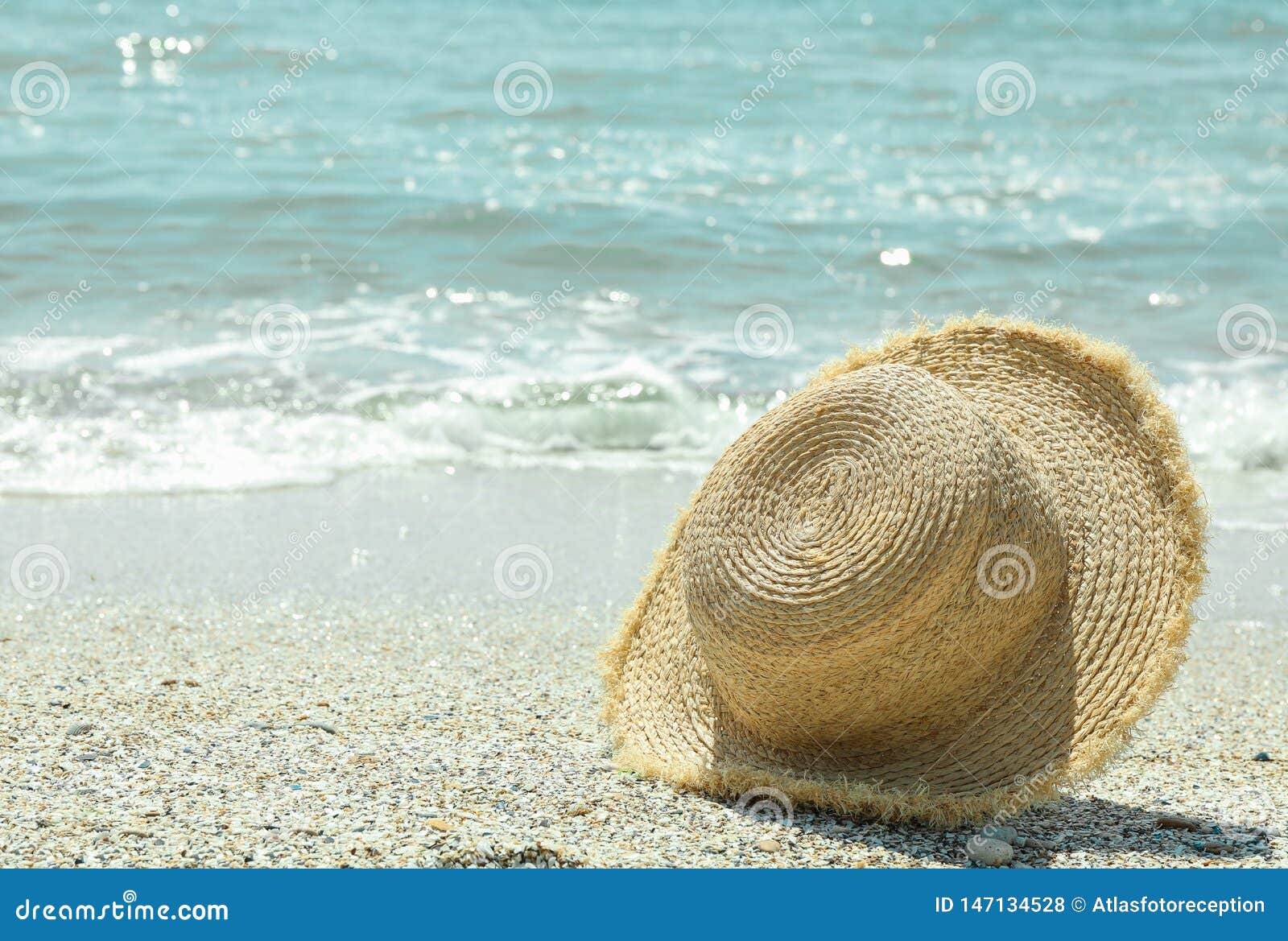 Straw Hat on Seaside, Space for Text. Summer Vacation Stock Photo ...