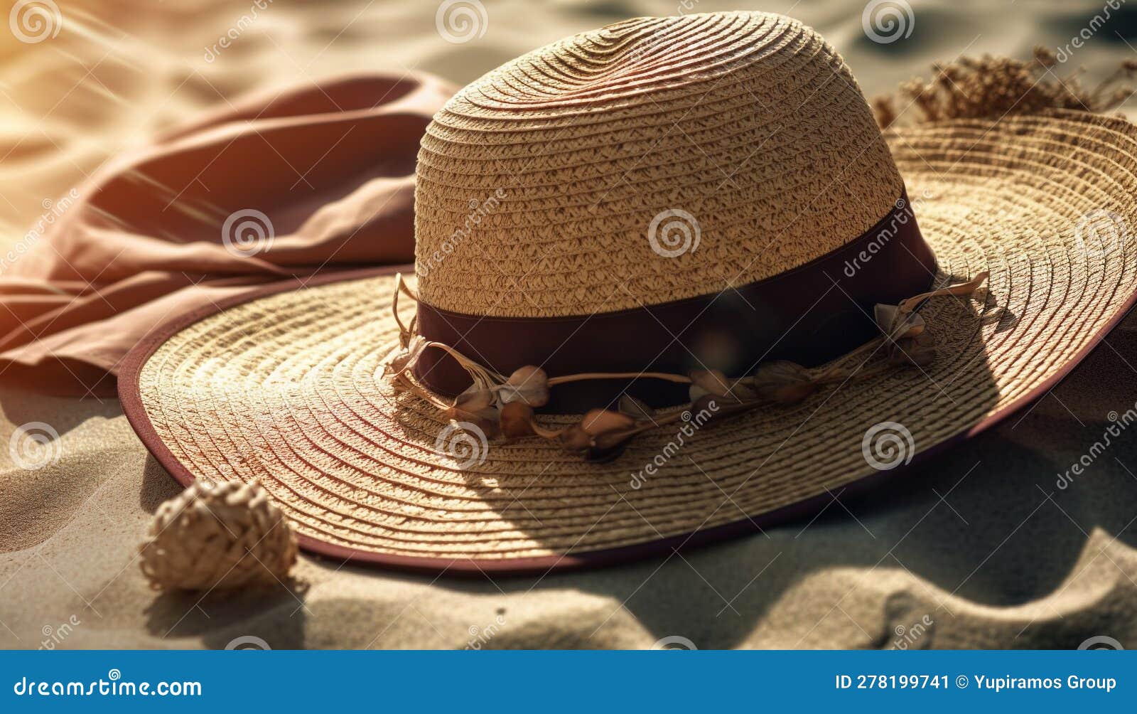 Straw Hat, Sunglasses, Sand, and Relaxation Generated by AI Stock ...