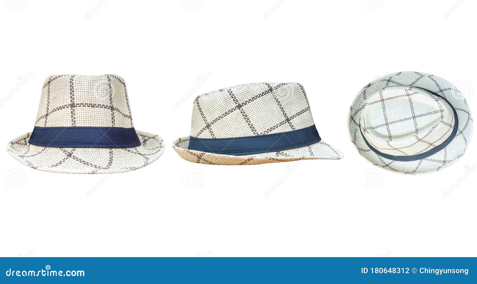 Straw Hat in Three Different Angles Views Isolated on White Background ...