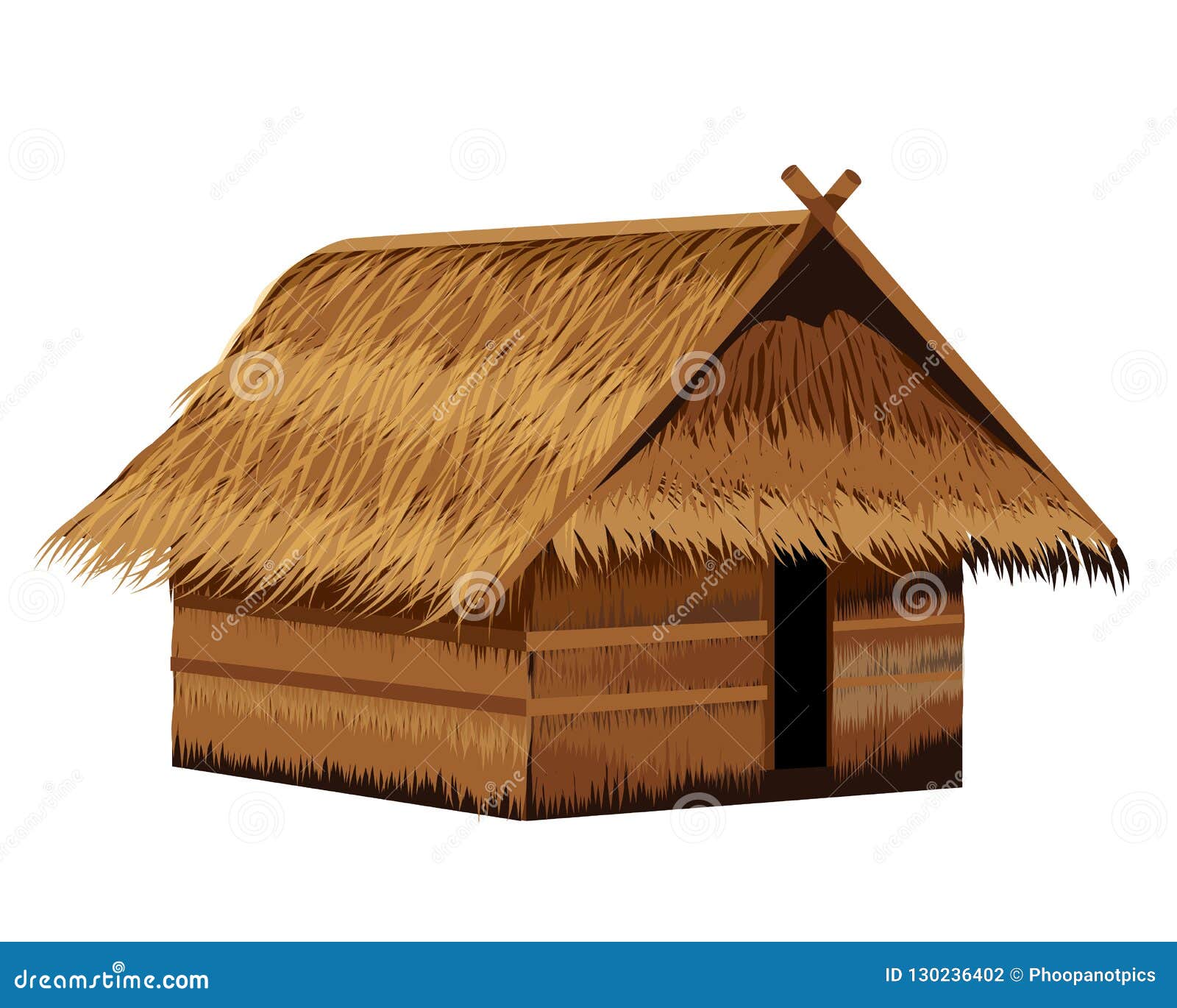 Straw hut stock vector. Illustration of roof, design - 130236402