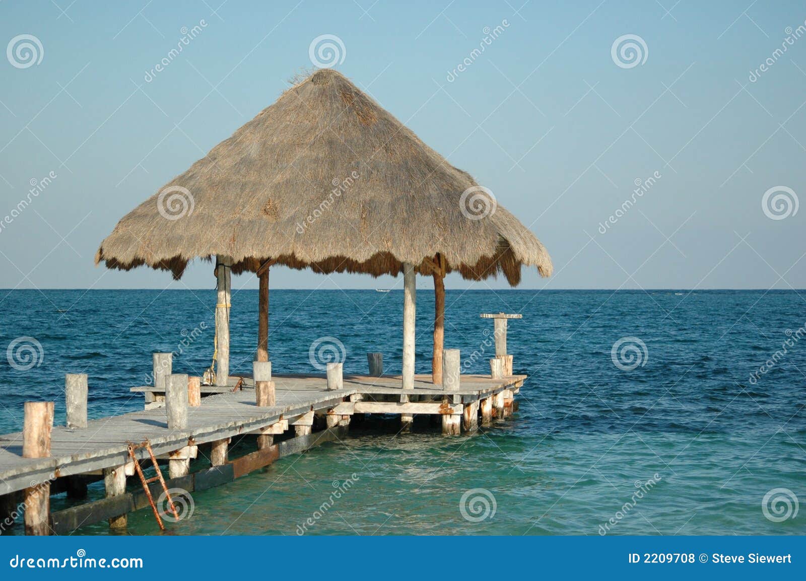 Straw Hut on Dock stock photo. Image of natural, mexico - 2209708