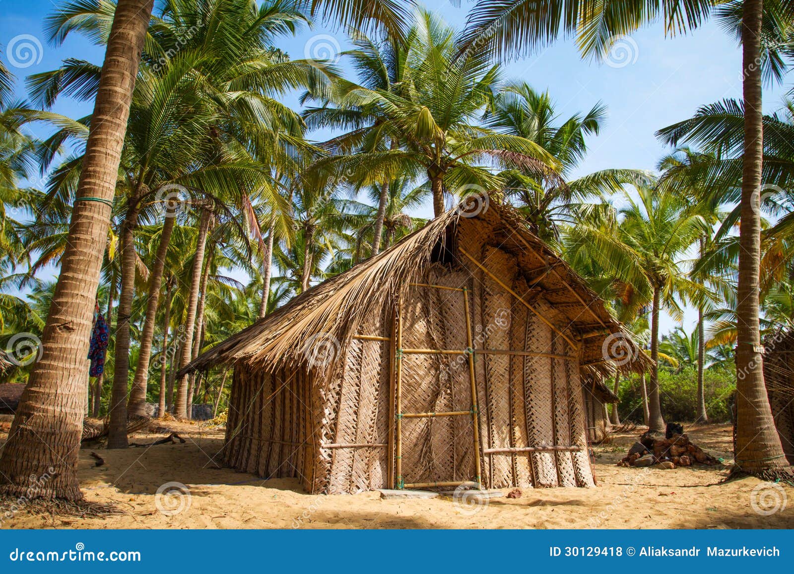 Straw Hut on Paradise Beach in Goa Stock Photo - Image of architecture ...