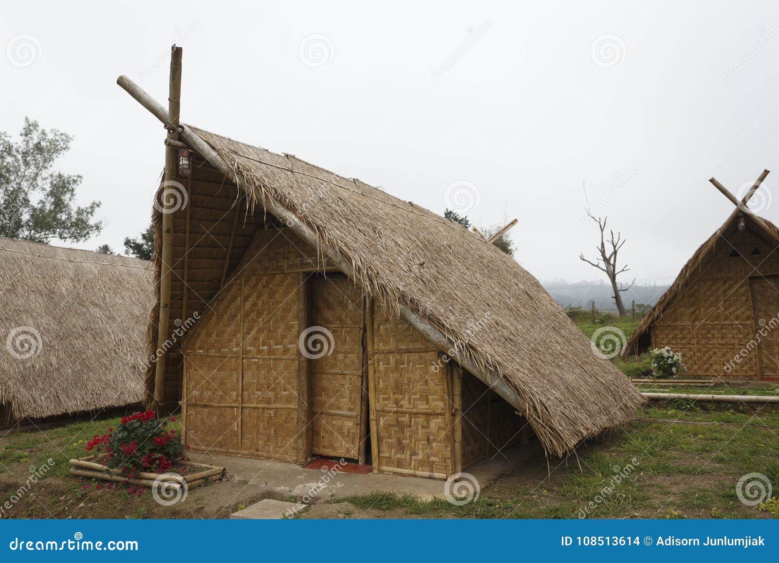 Straw hut in thailand stock photo. Image of soil, shack - 108513614