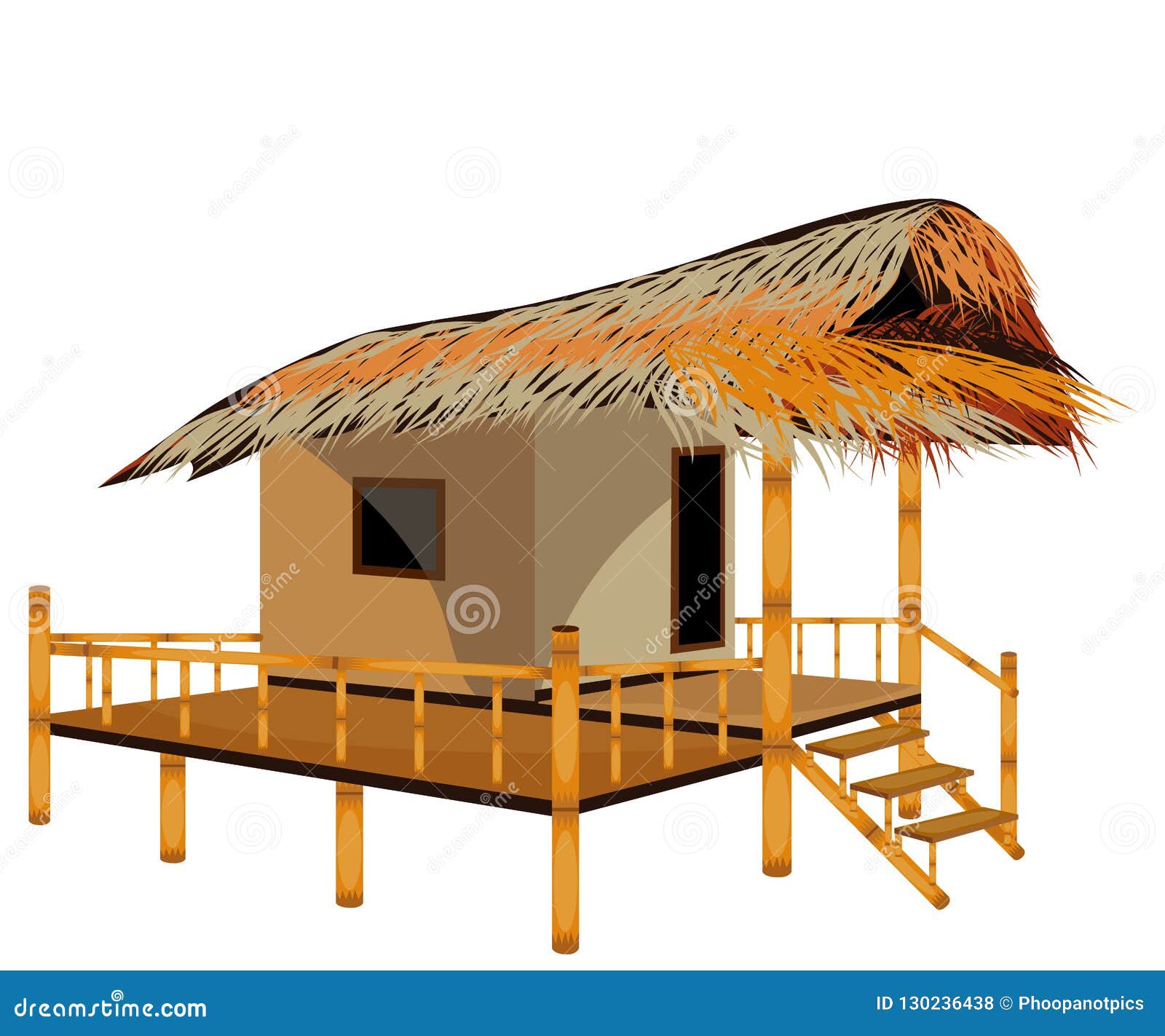 Straw hut stock vector. Illustration of grass, village - 130236438