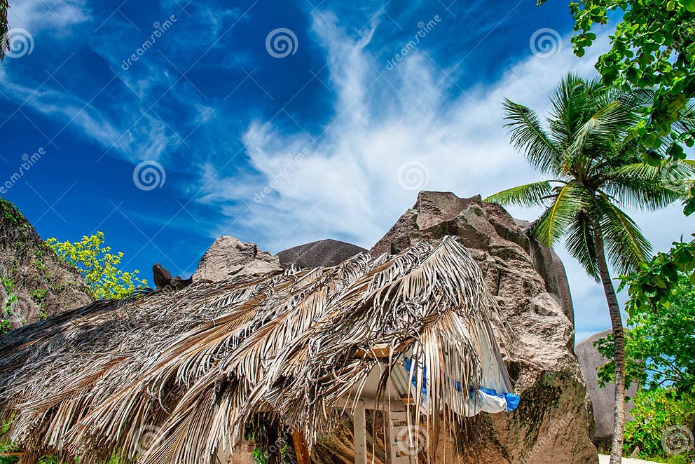Straw Huts on a Beautiful Tropical Beach Stock Image - Image of beauty ...