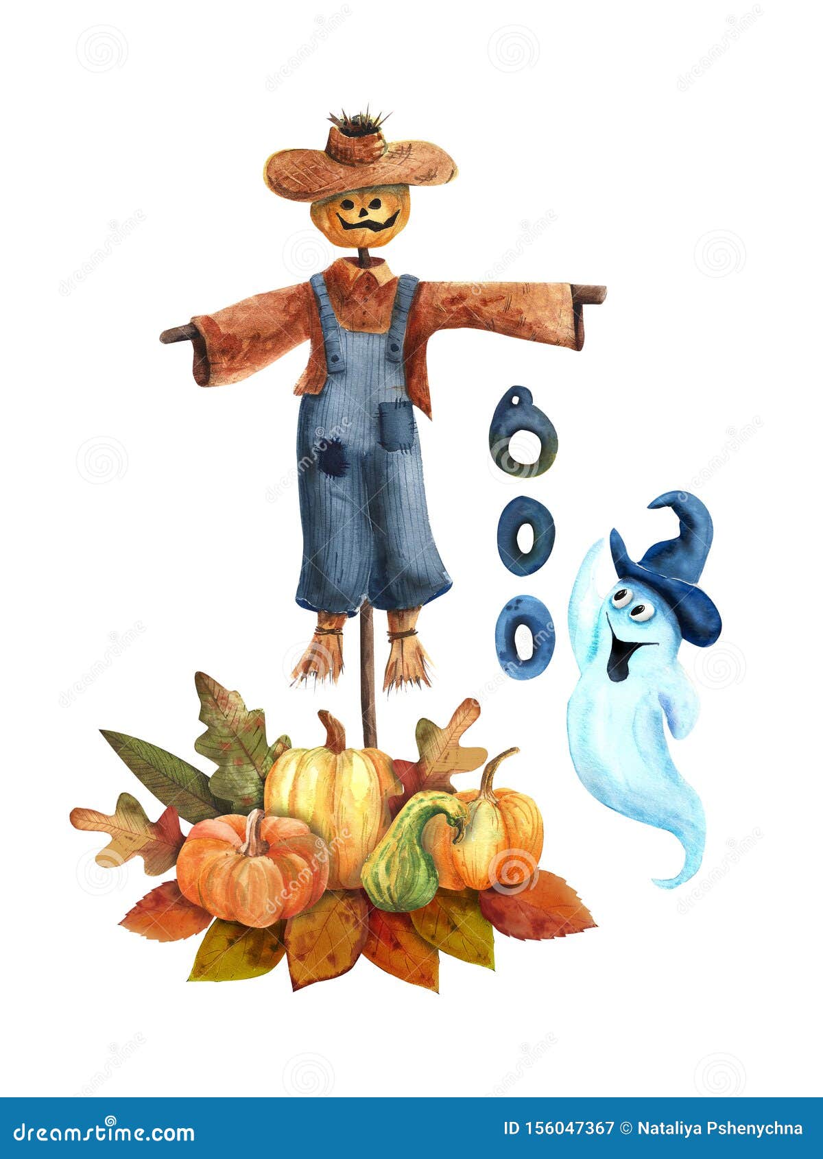 Straw man and funny ghost. stock illustration. Illustration of elements ...