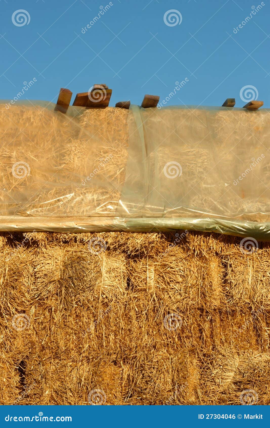Straw Pile Covered with Plastic Film Stock Photo - Image of farm, bales ...