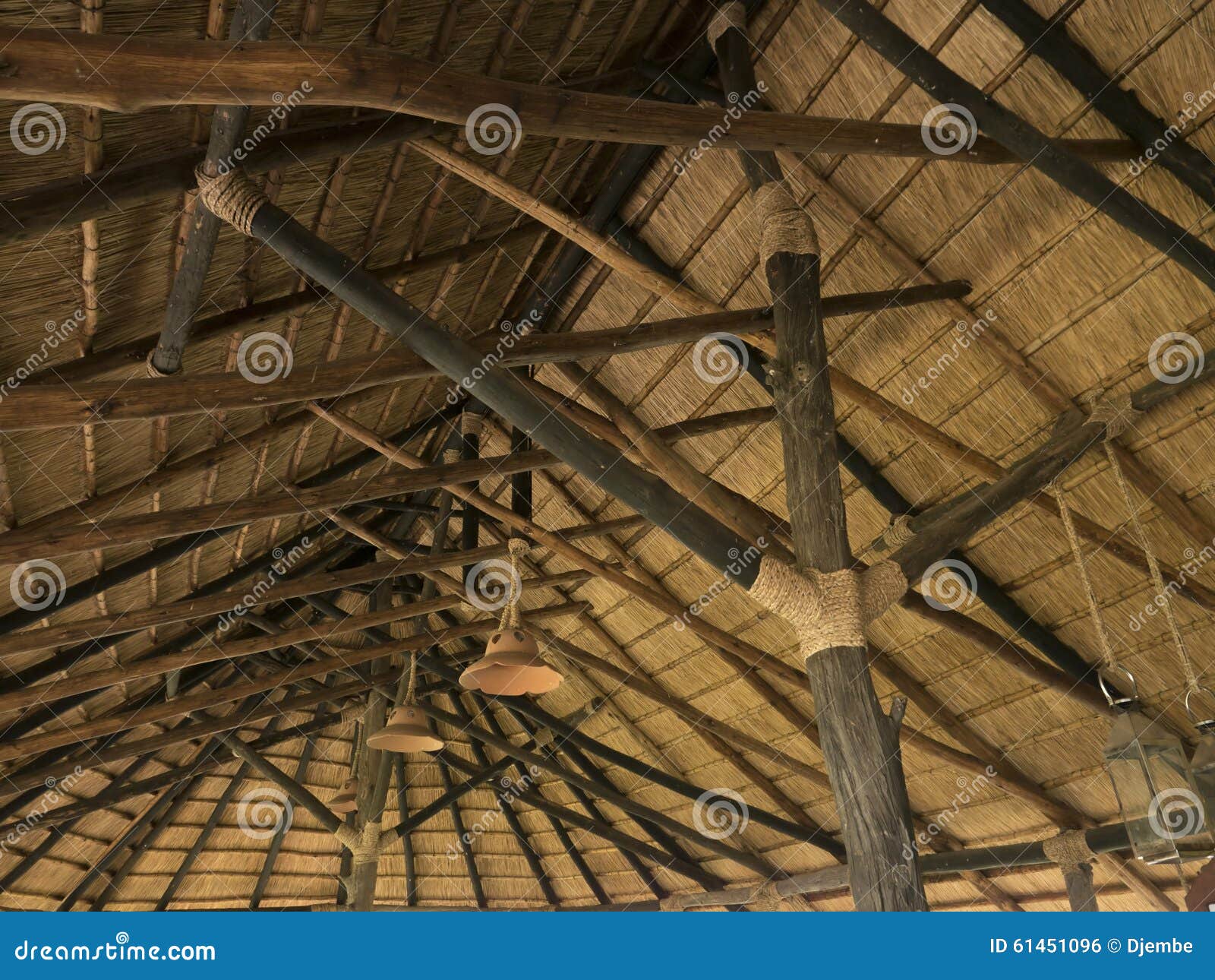 Straw roof stock photo. Image of malawi, wood, inside - 61451096