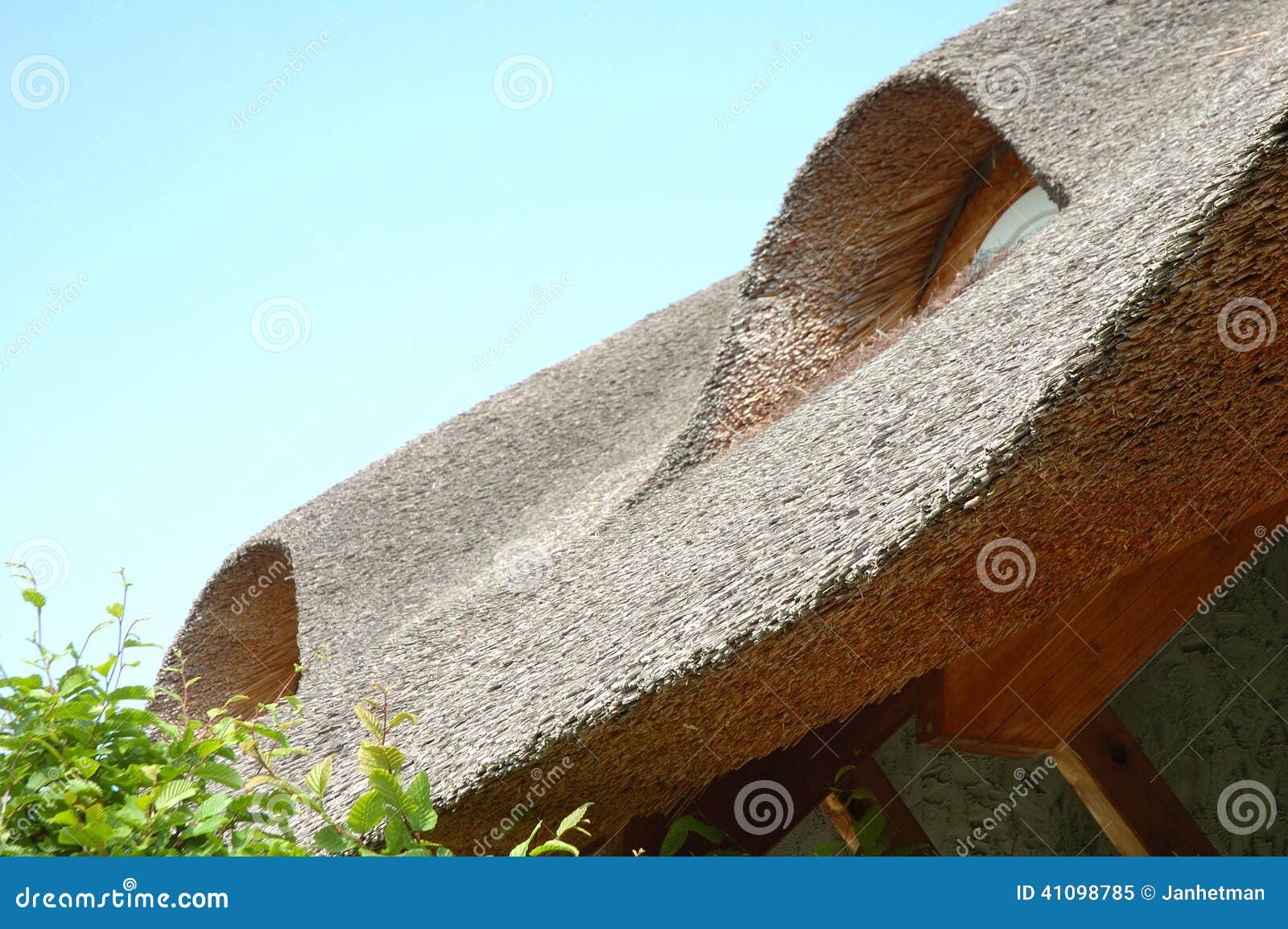 Straw roof and windows stock image. Image of straw, house - 41098785