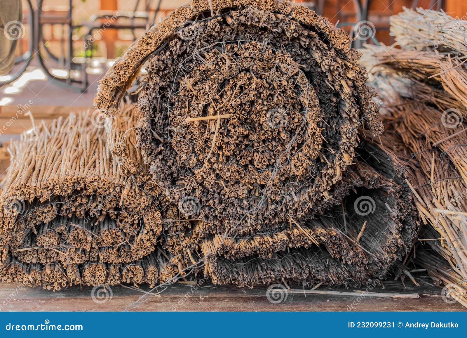 Straw Rope Dry Reed Natural Material is Stored in Rolls Stock Image ...