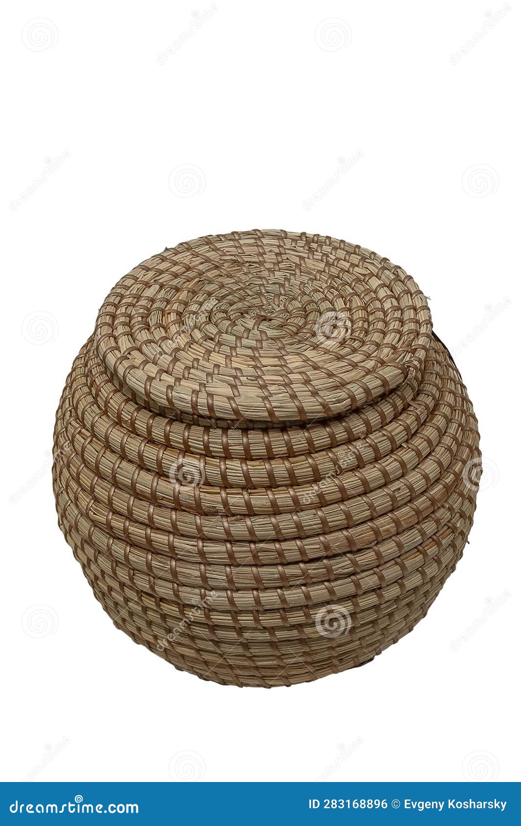 Straw round basket stock photo. Image of decorative - 283168896