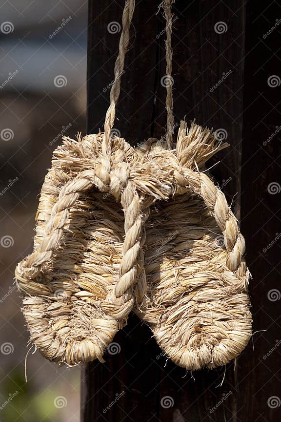 Straw sandals stock image. Image of accessary, style - 14314271