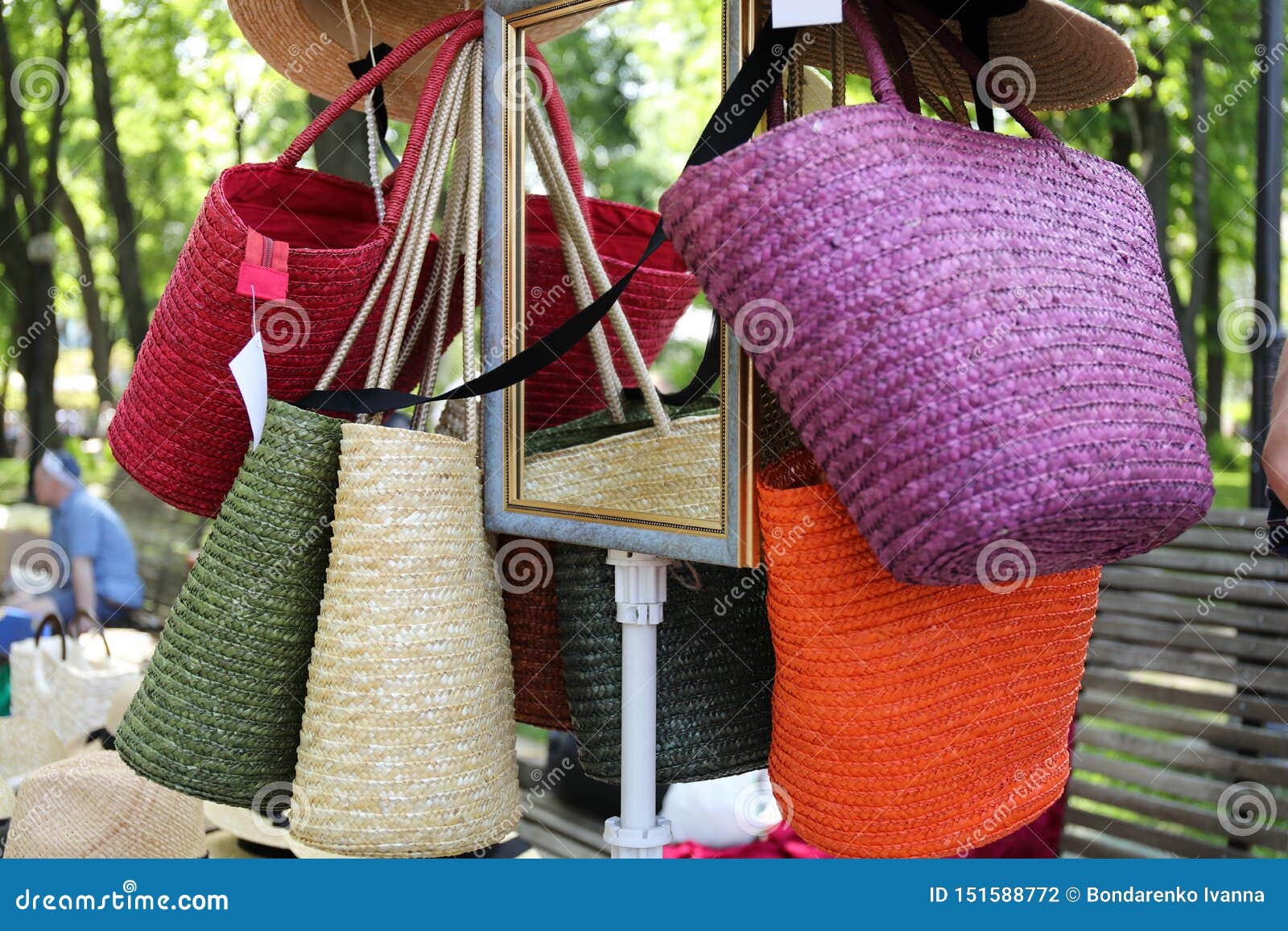 Straw Shopping Bags Different Size Stock Photo - Image of stylish ...