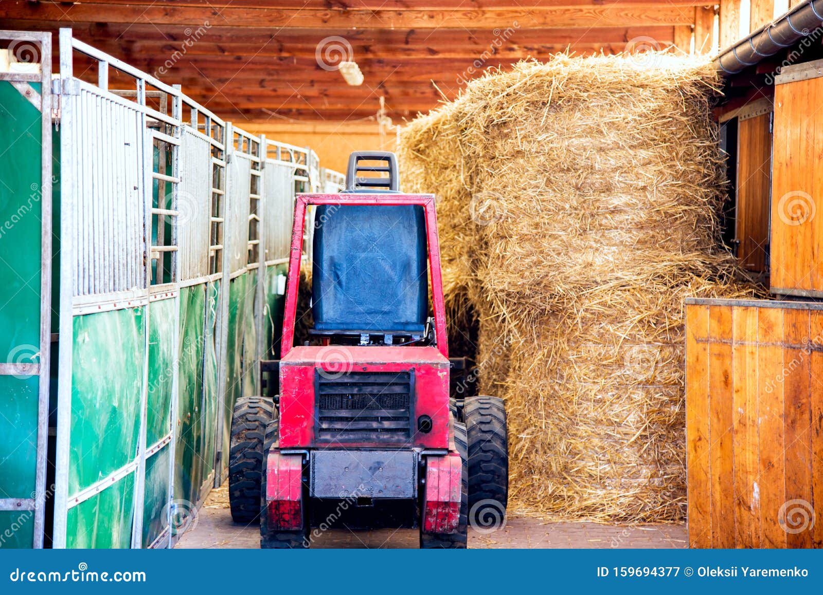 Straw in the Stables. Tractor on the Farm. Stock Image - Image of house ...