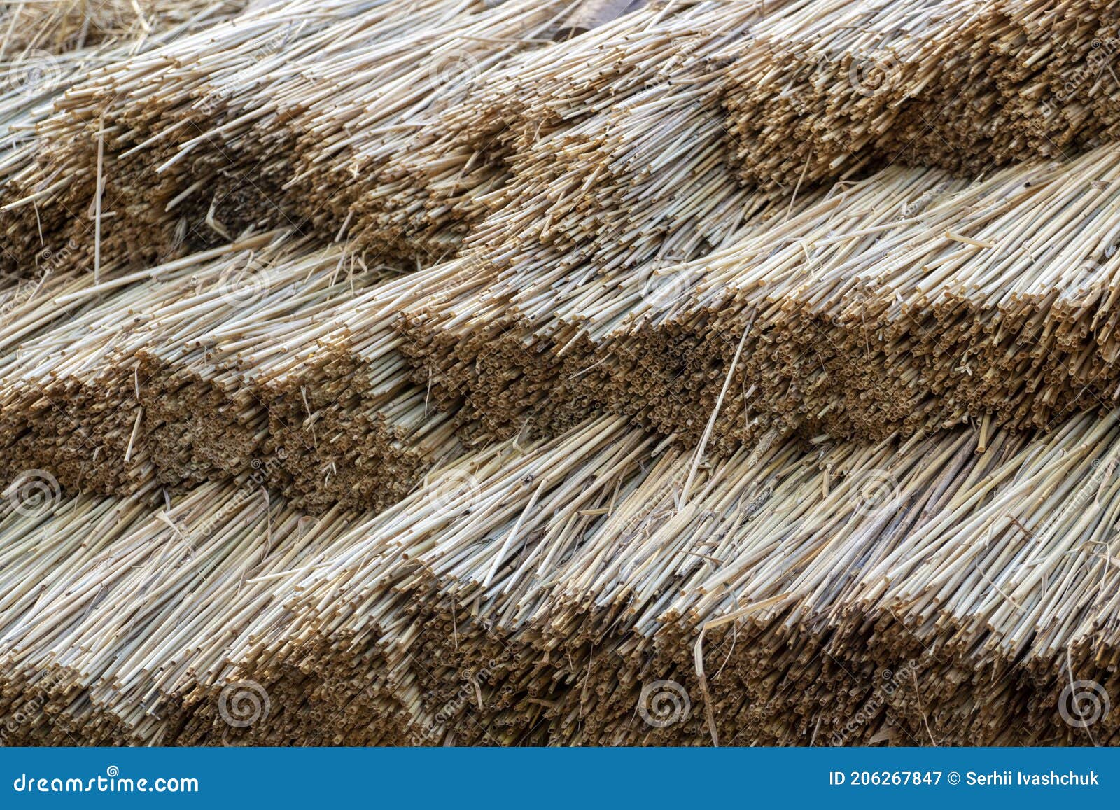 Straw Thatching Roof. Texture Background. Royalty-Free Stock Photo ...
