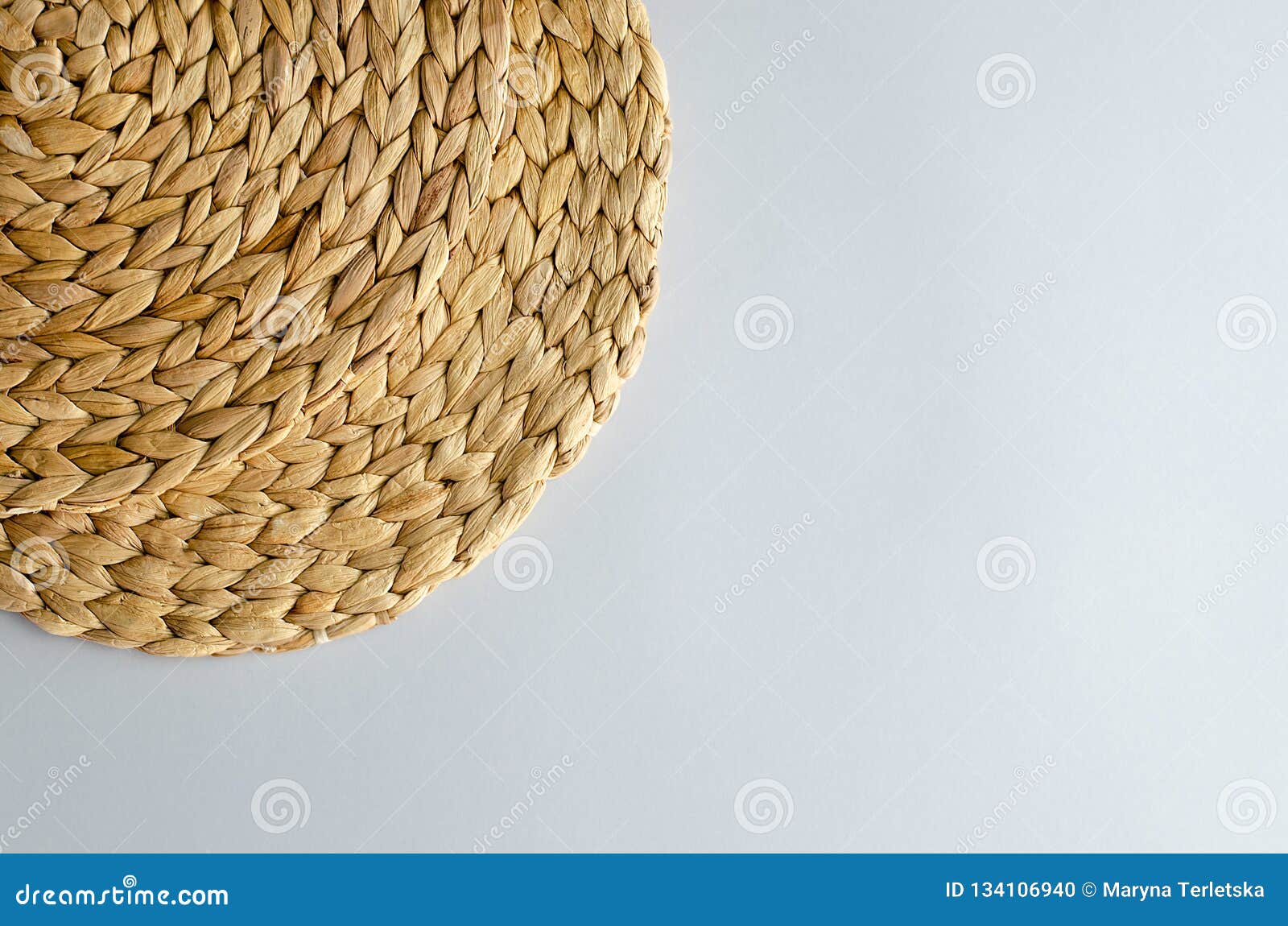 Straw Woven Circle on a Gray Background. Stock Photo - Image of nature ...