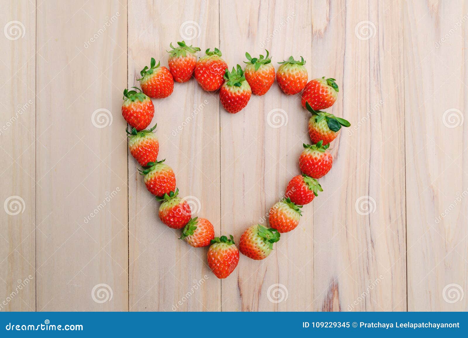 Strawberries Array Heart Shape on Wooden Table Stock Image - Image of ...
