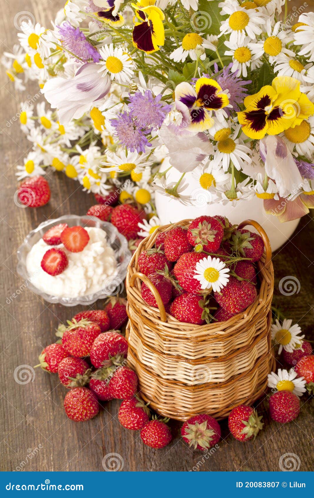 Strawberries in a basket stock image. Image of product - 20083807