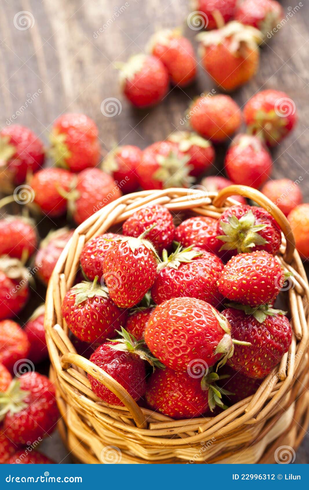 Strawberries in a basket stock photo. Image of bowl, rural - 22996312