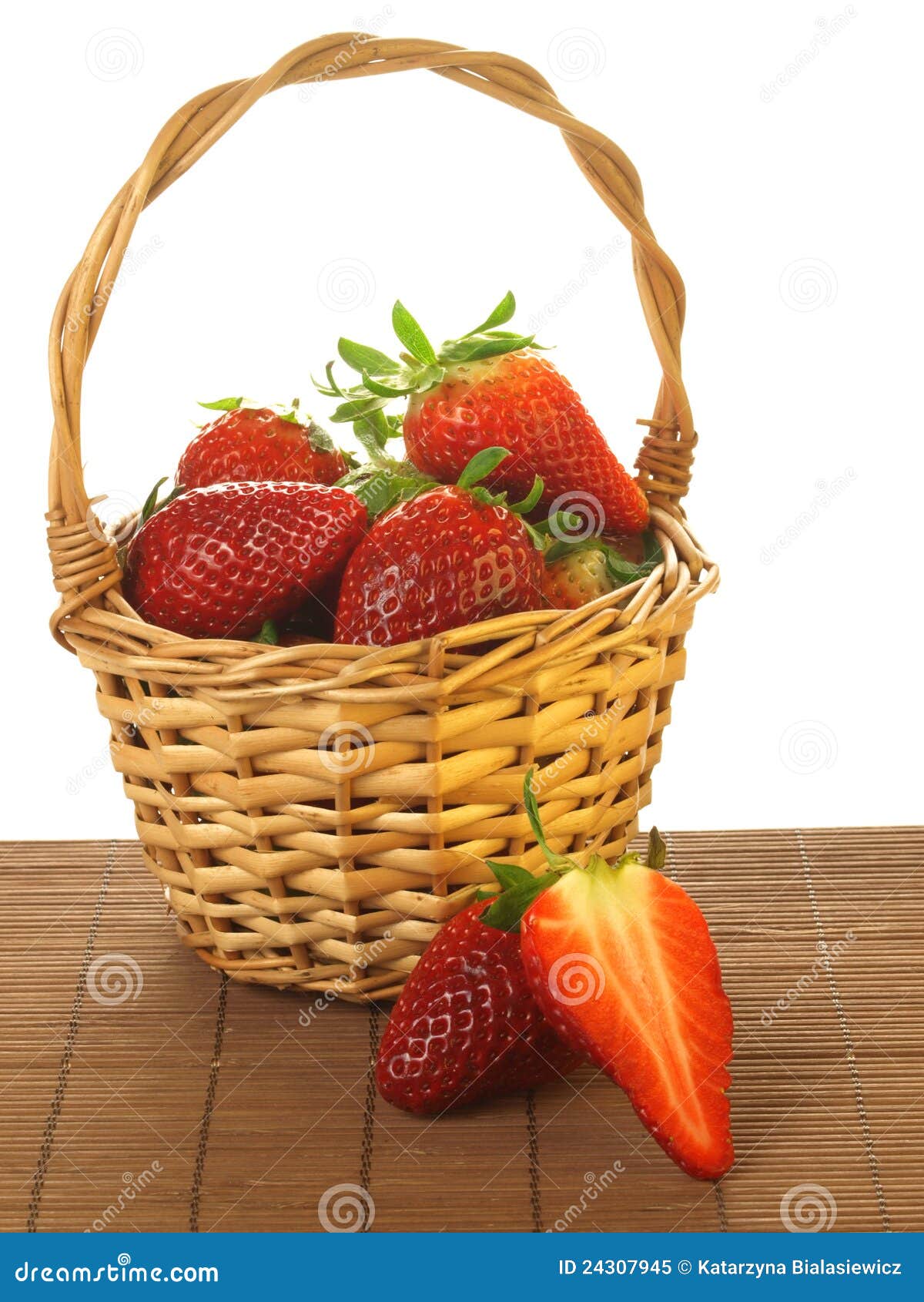 Strawberries in a Basket, Isolated Stock Image - Image of food, fruits ...