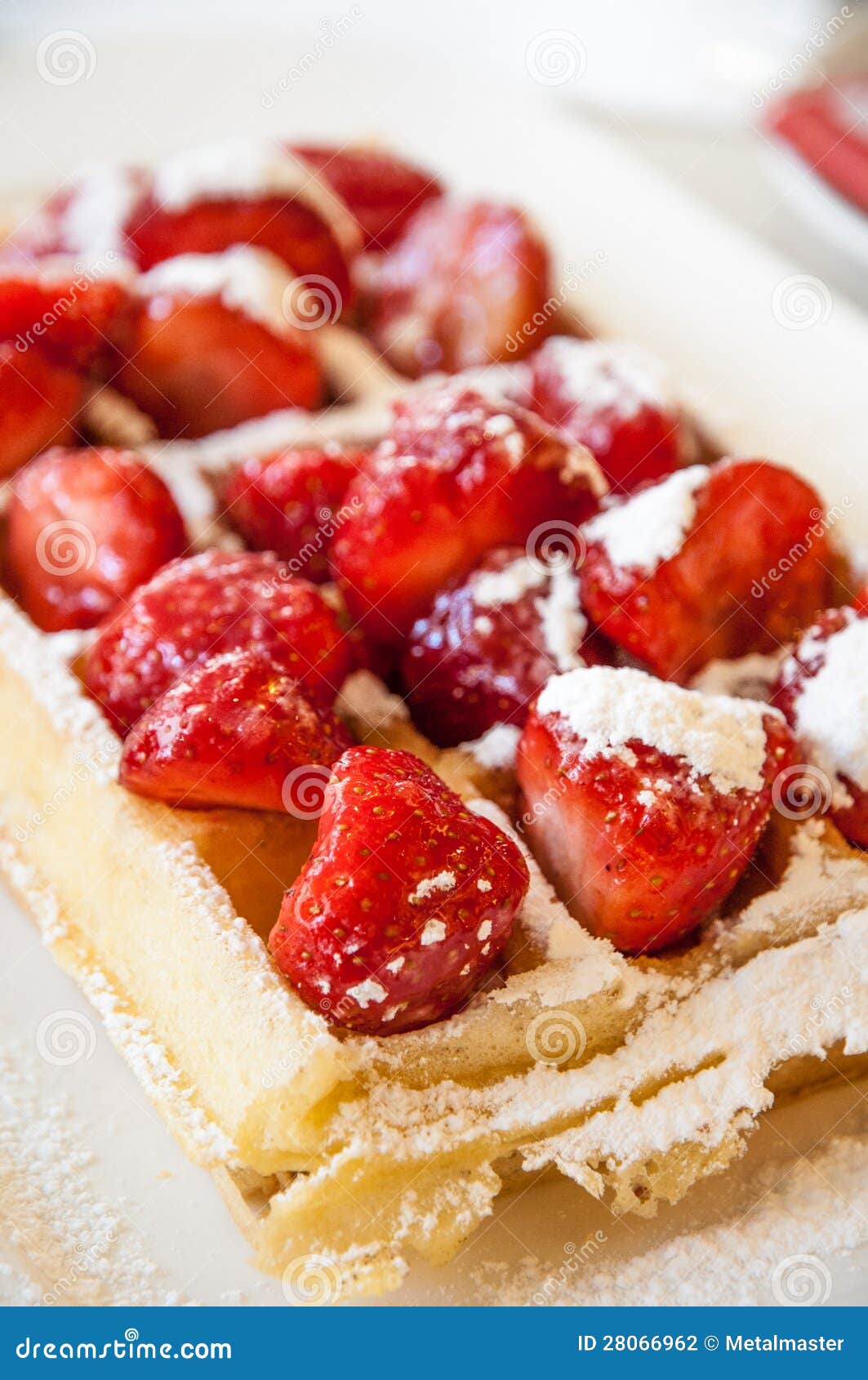 Strawberries Belgian Waffle Stock Photo - Image of genuine, cooking ...