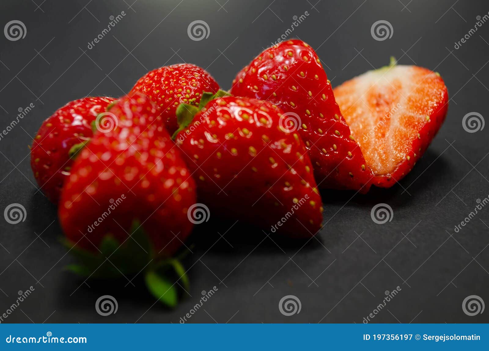 Strawberries on Black Background Stock Image - Image of isolate ...