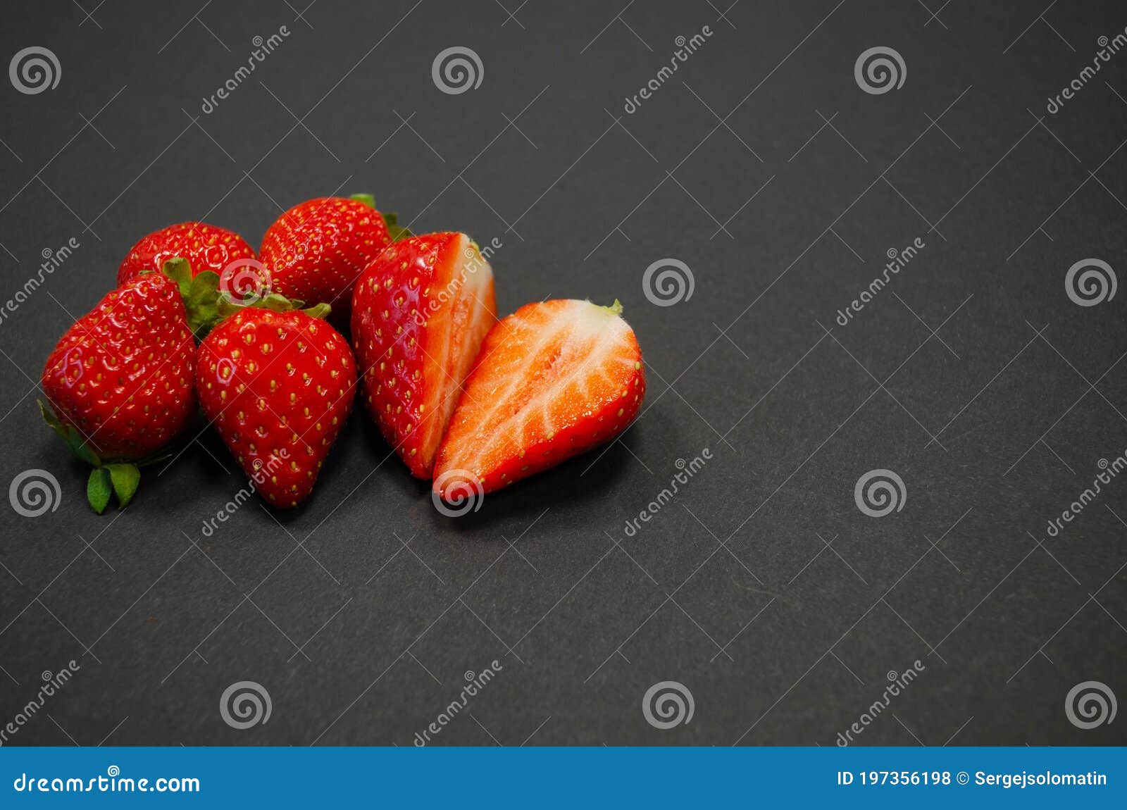 Strawberries on Black Background Stock Photo - Image of isolate, fruit ...