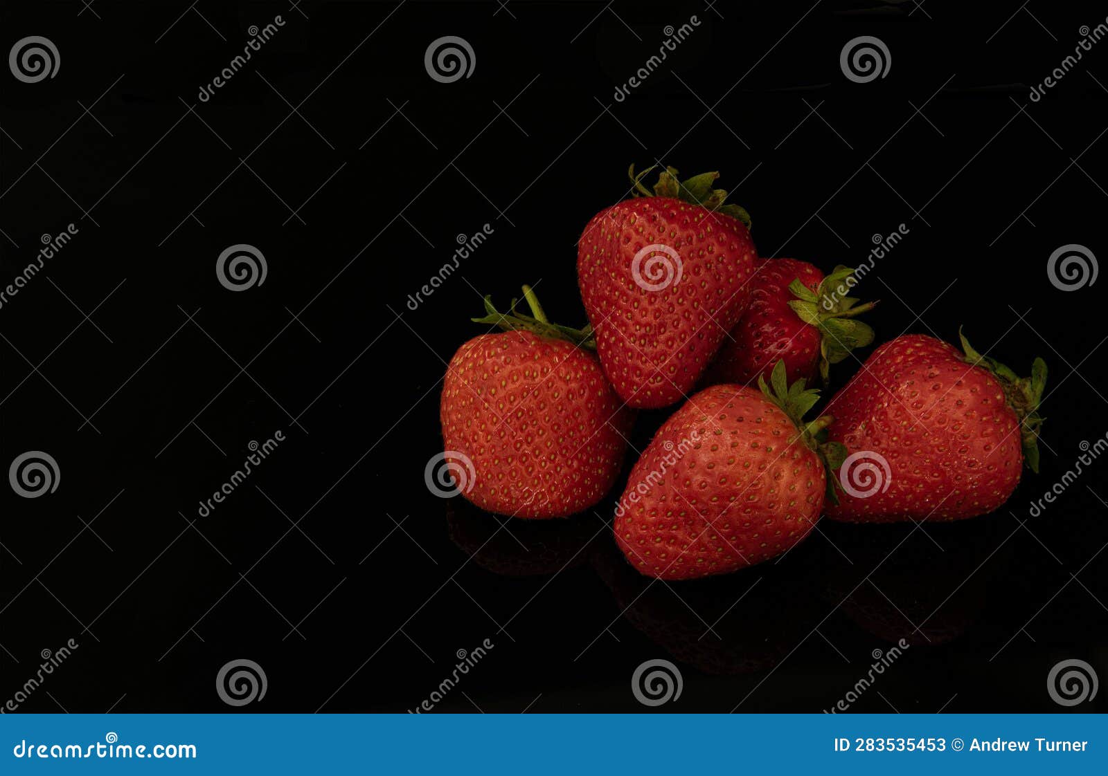Strawberries on black. stock image. Image of food, healthy - 283535453