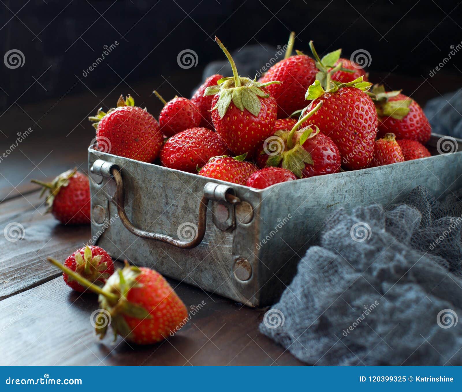 Strawberries in a Box on a Table Stock Image - Image of dark, natural ...