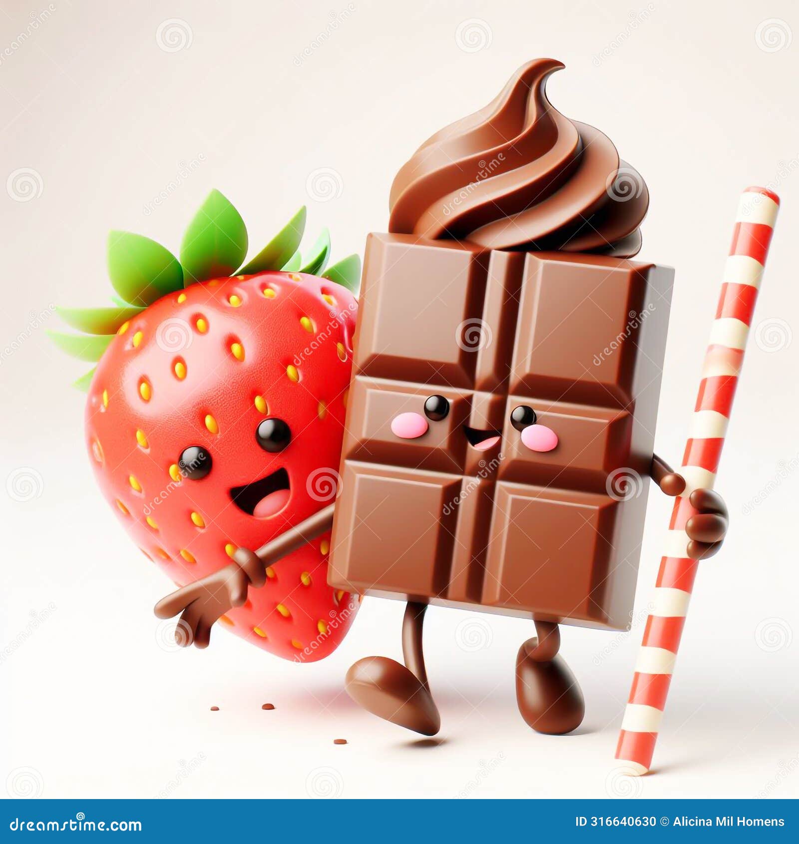 Strawberries and Chocolate Cartoon Stock Illustration - Illustration of ...