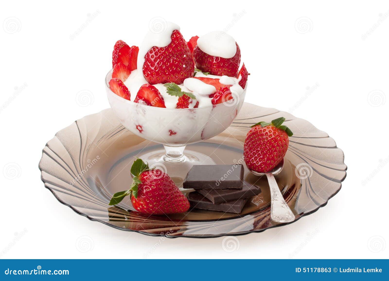 Strawberries with Cream and Chocolate Stock Image - Image of diet ...