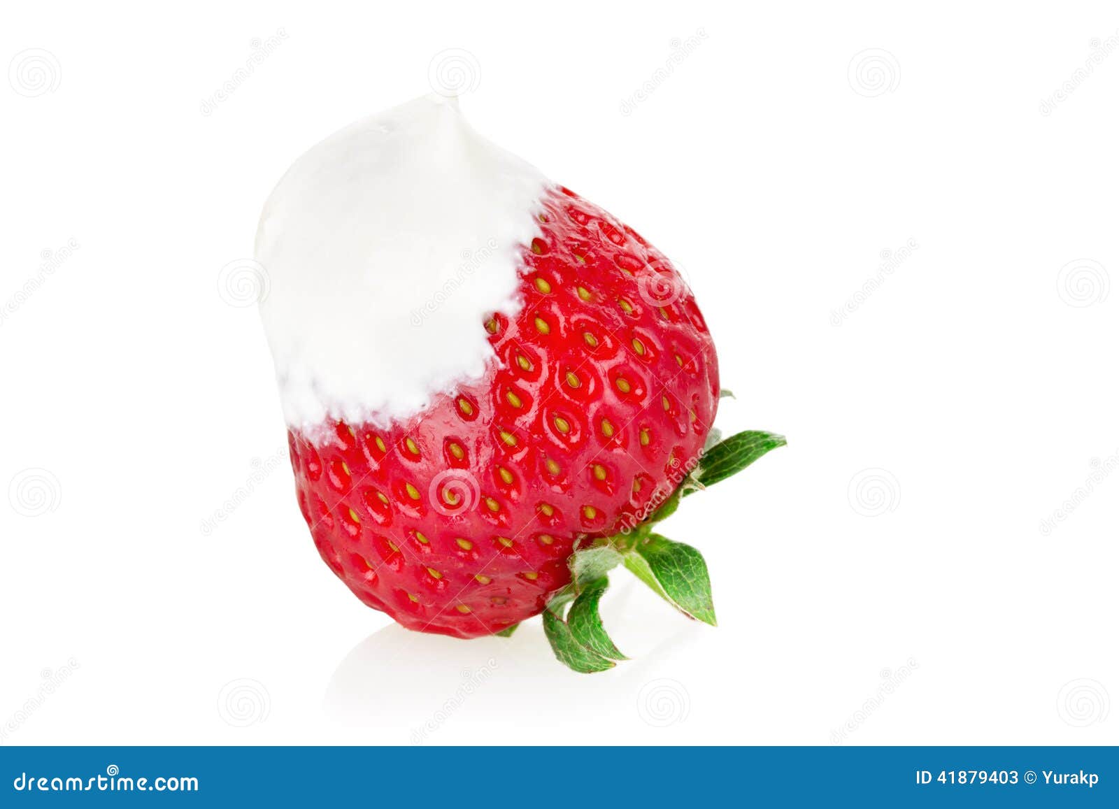 Strawberries with Cream on the White Background Stock Image - Image of ...