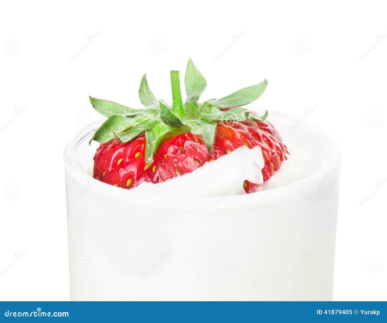 Strawberries with Cream on the White Background Stock Image - Image of ...