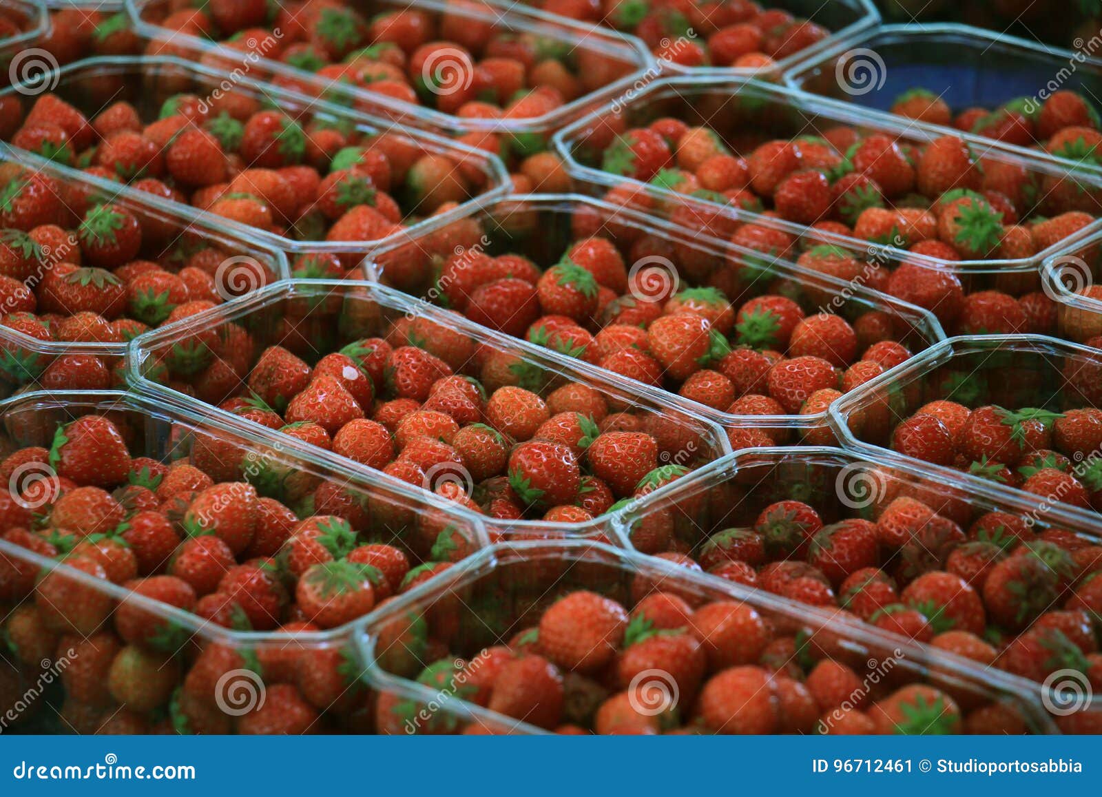 Strawberries on display stock image. Image of merchandise - 96712461