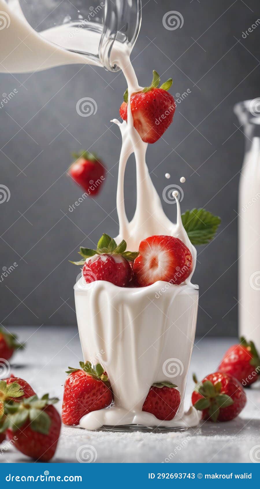Strawberries Falling into Milk Stock Image - Image of berry, meal ...