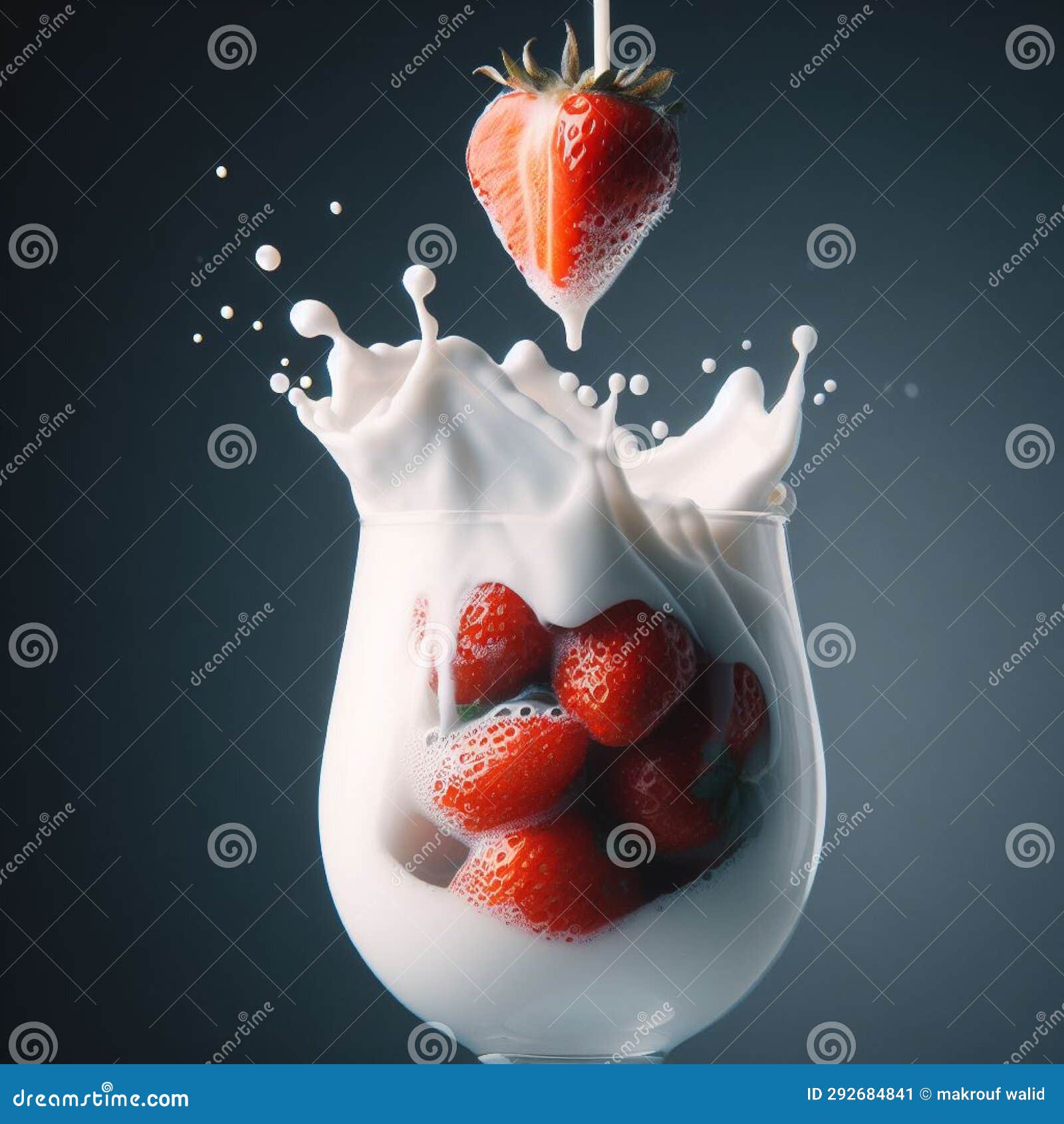 Strawberries Falling into Milk Stock Illustration - Illustration of ...