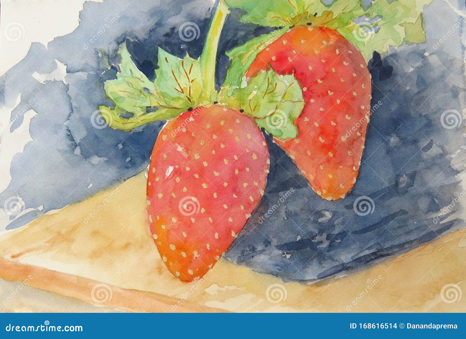 Strawberries. Hand Painted Using Real Watercolors Stock Photo - Image ...