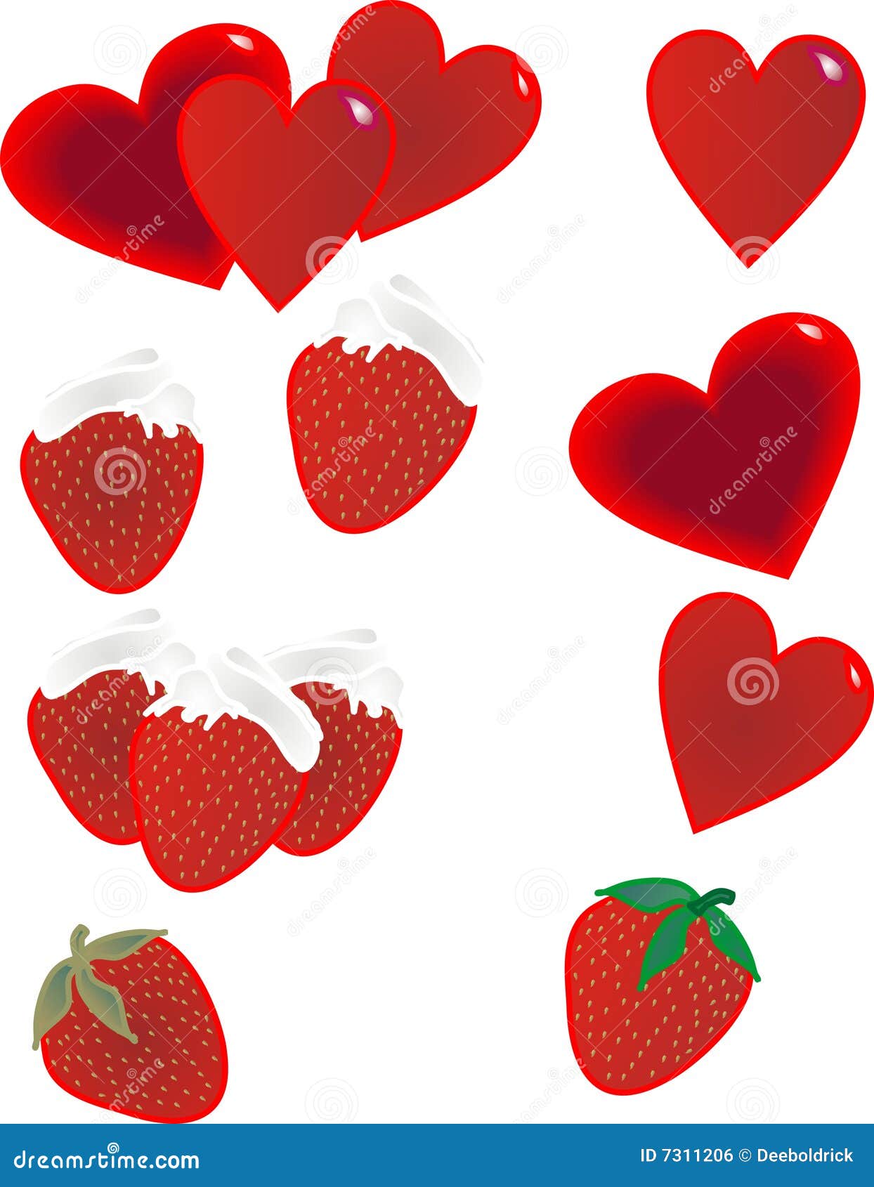 Strawberries and Hearts Illustration Stock Vector - Illustration of ...