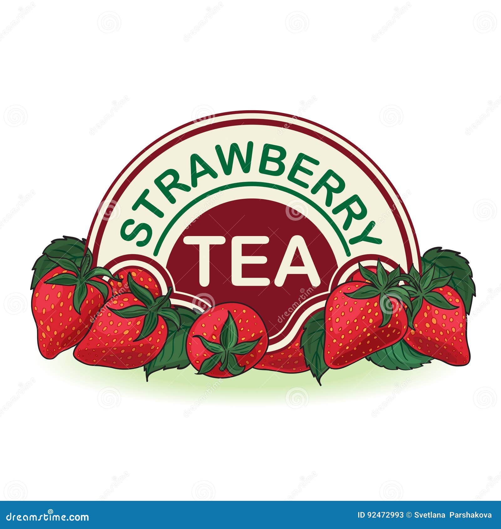 Strawberries, Label for Strawberry Tea Stock Vector - Illustration of ...