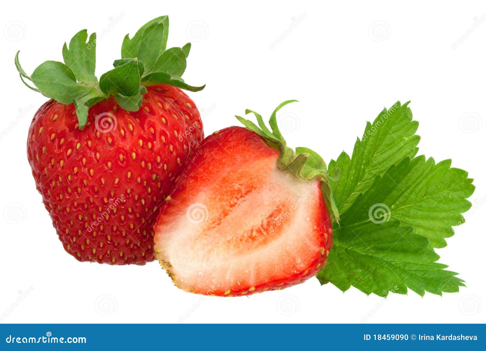 Strawberries With Leaves Isolated Stock Photo - Image of fresh, vitamin ...