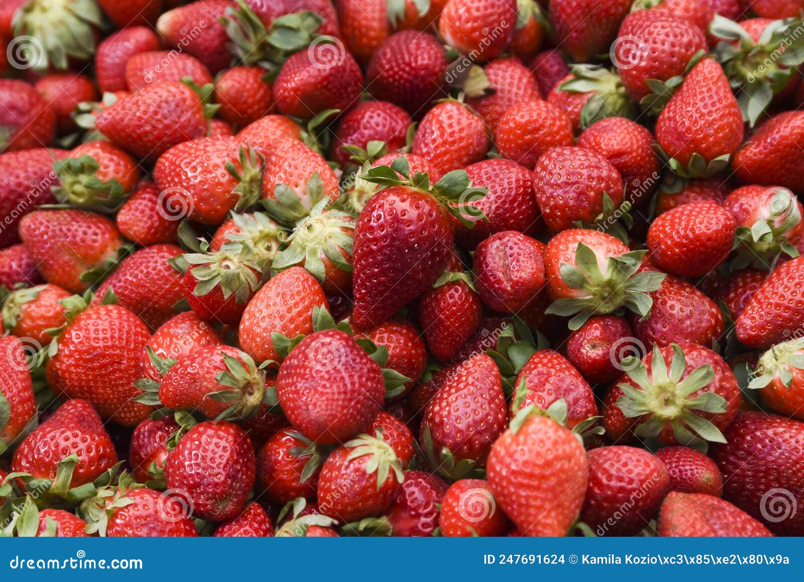 Strawberries Lying on Top of Each Other, Strawberry Texture. Selective ...