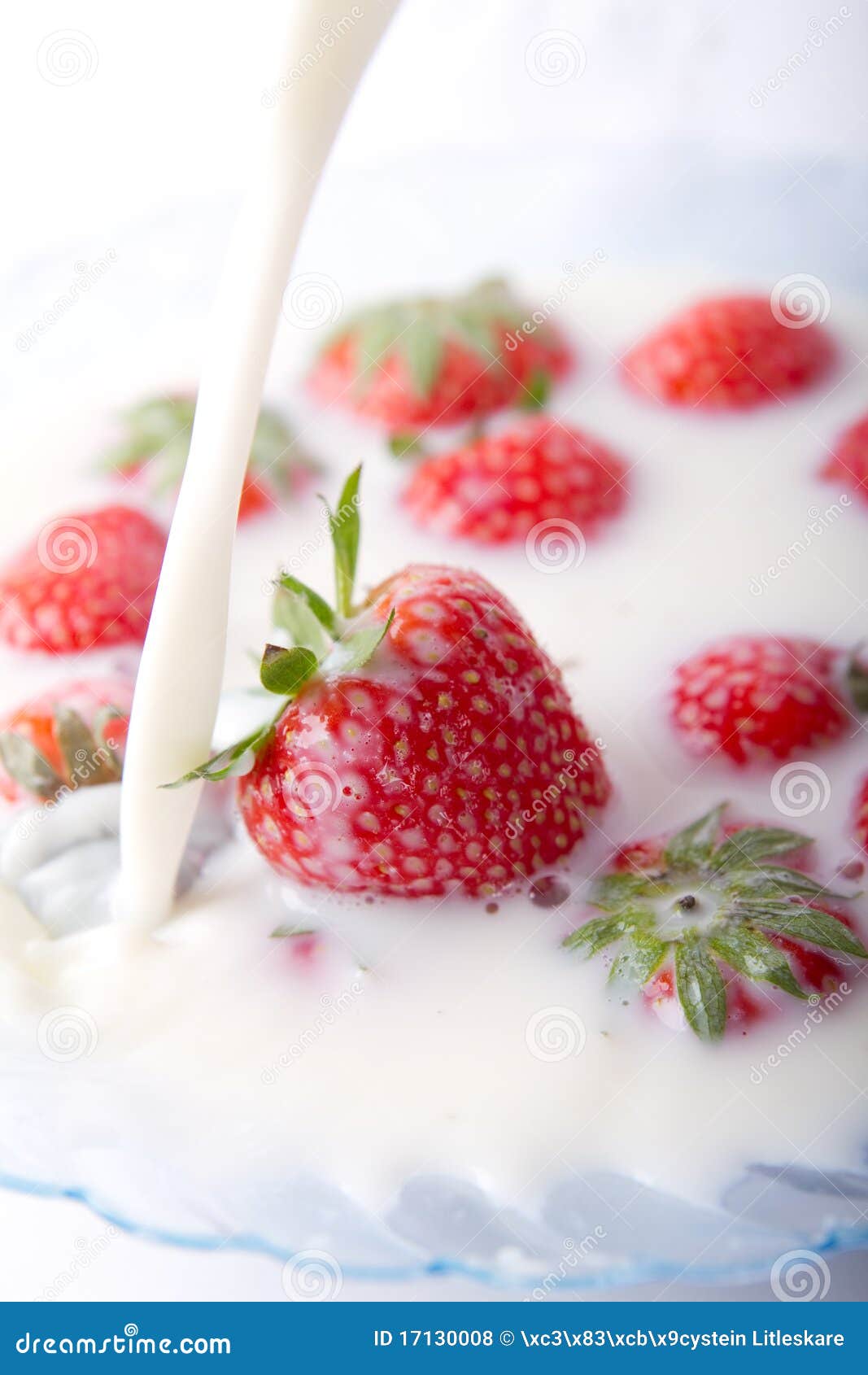 Strawberries and milk stock photo. Image of green, berries - 17130008