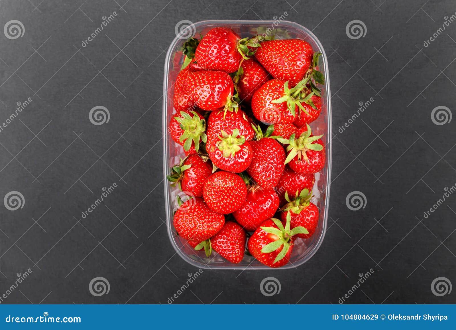 Strawberries in Plastic Box, Top View Stock Image - Image of berry ...