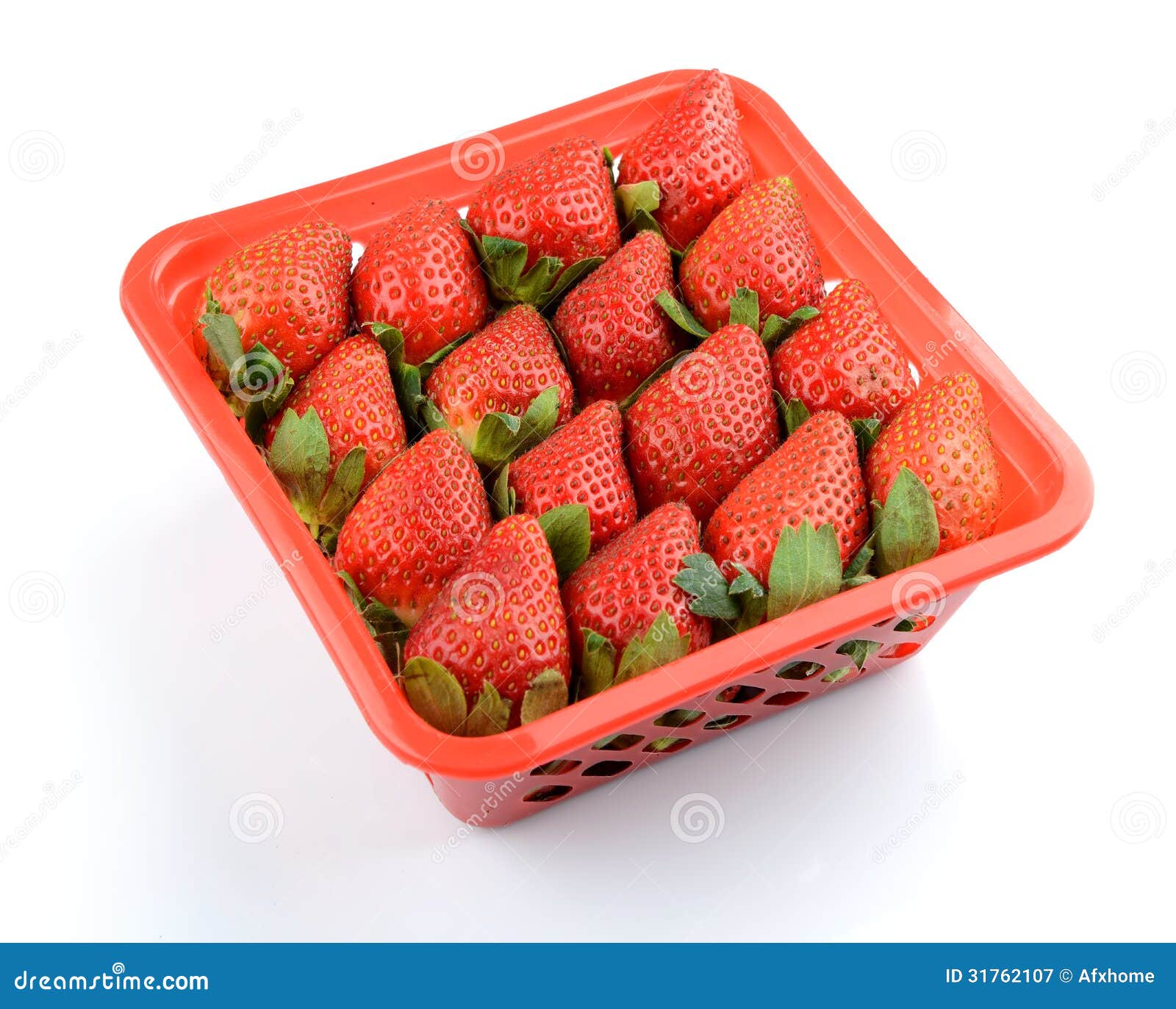 Strawberries in Plastic Container on White Background Stock Image ...