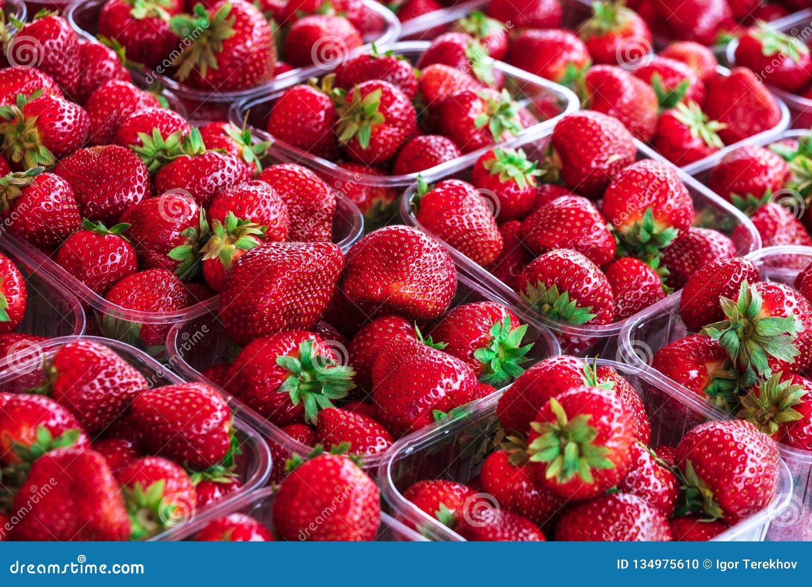 Strawberries in Plastic Containers Stock Photo - Image of ripe, sour ...