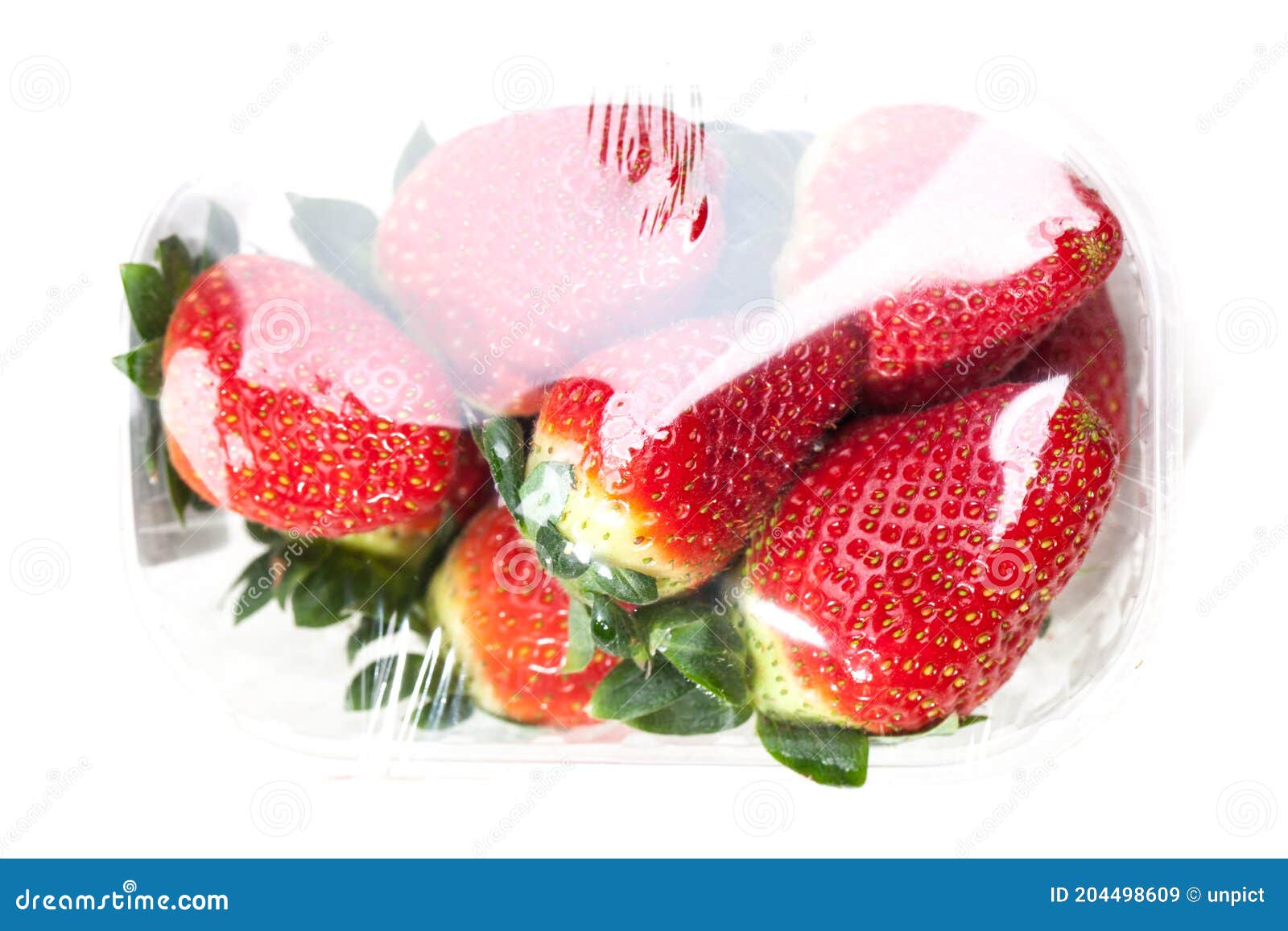 Strawberries in Plastic Wrap from the Top Stock Image - Image of basket ...