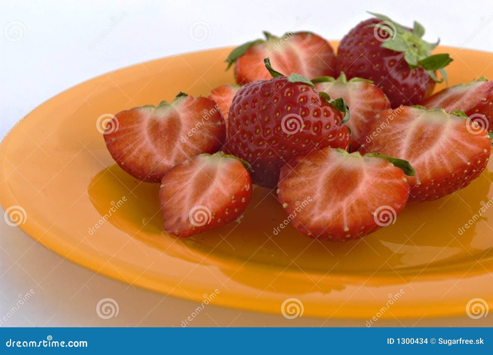 Strawberries on plate. stock photo. Image of strawberries - 1300434