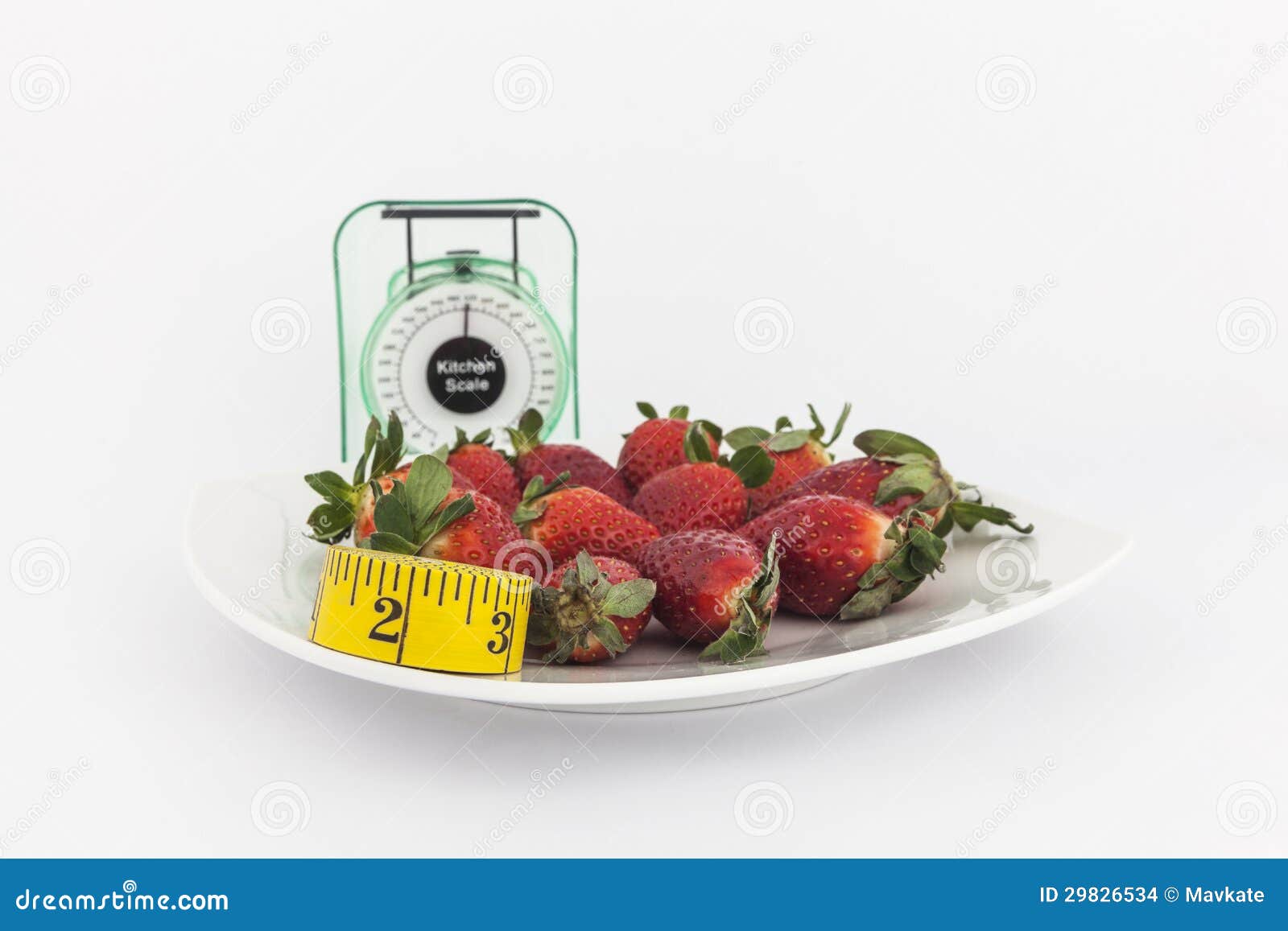 Strawberries in a Plate with a Weight Scale Stock Photo - Image of ...