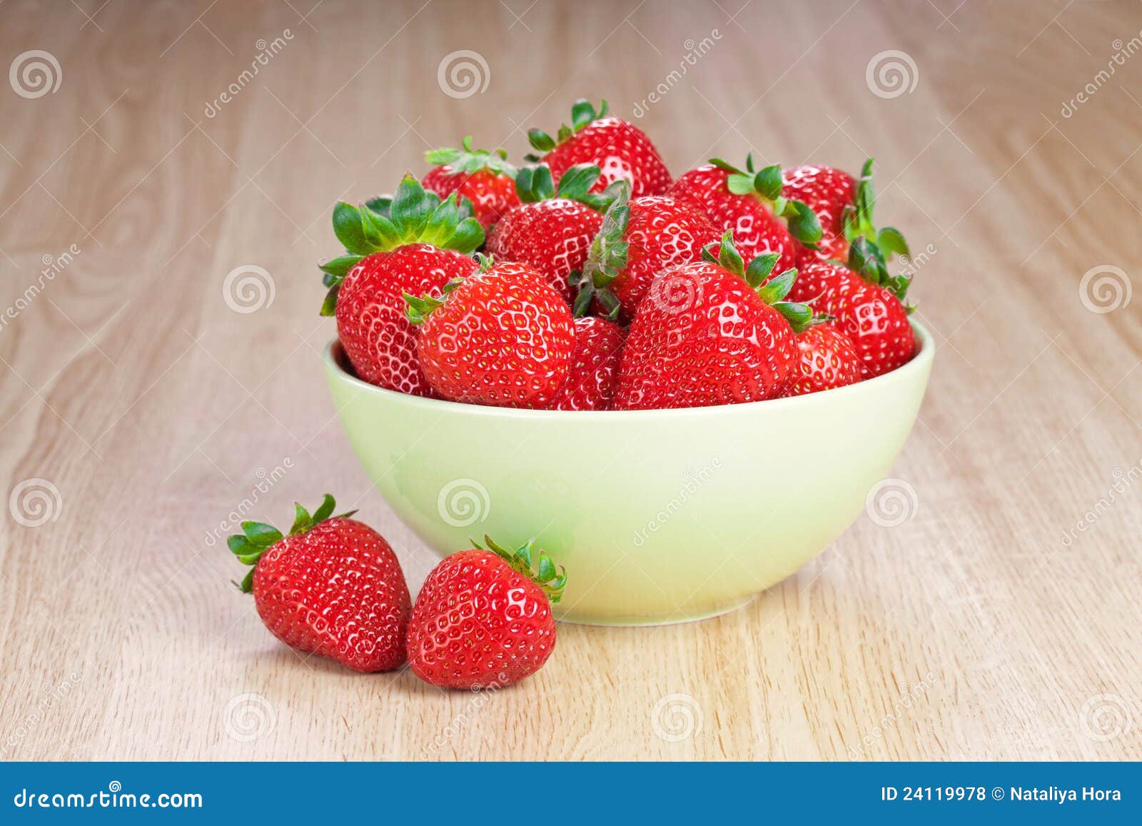 Strawberries in a Plate on the Wooden Table Stock Photo - Image of ...